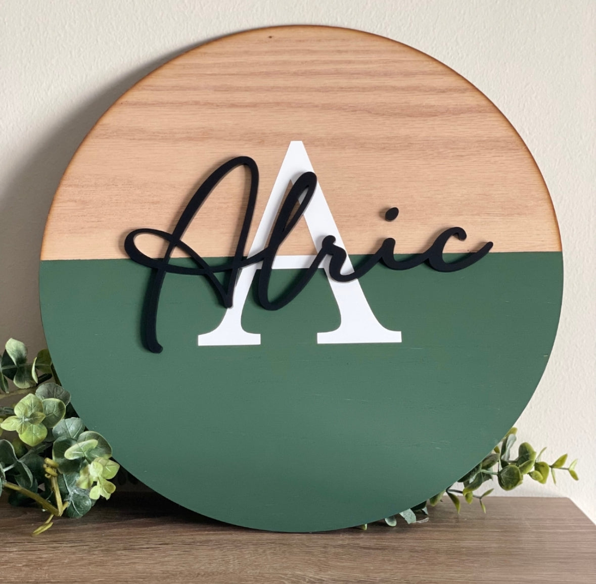Round Wood Name Plaque – Baby Couture